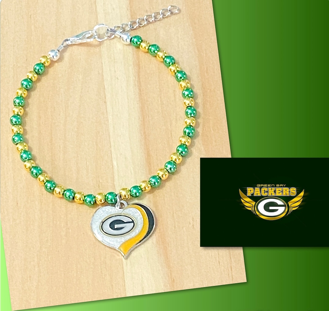 Green Bay Packer Bracelet, Packer Bracelet, Green Bay Bead Bracelet ...
