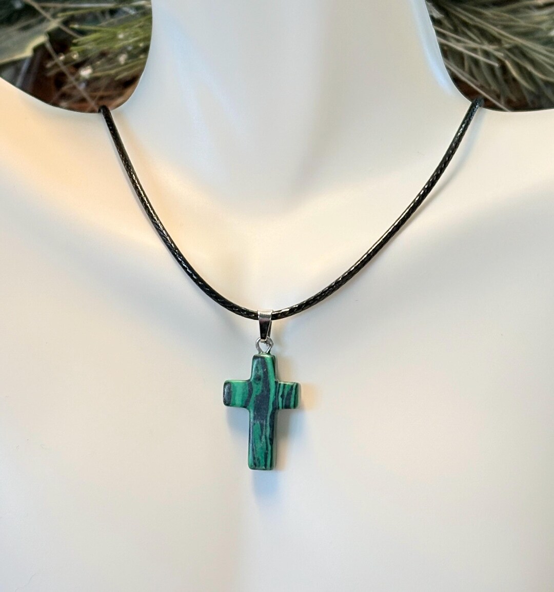 Malachite Cross Necklace, Malachite Cross Necklace Men, Green Malachite ...