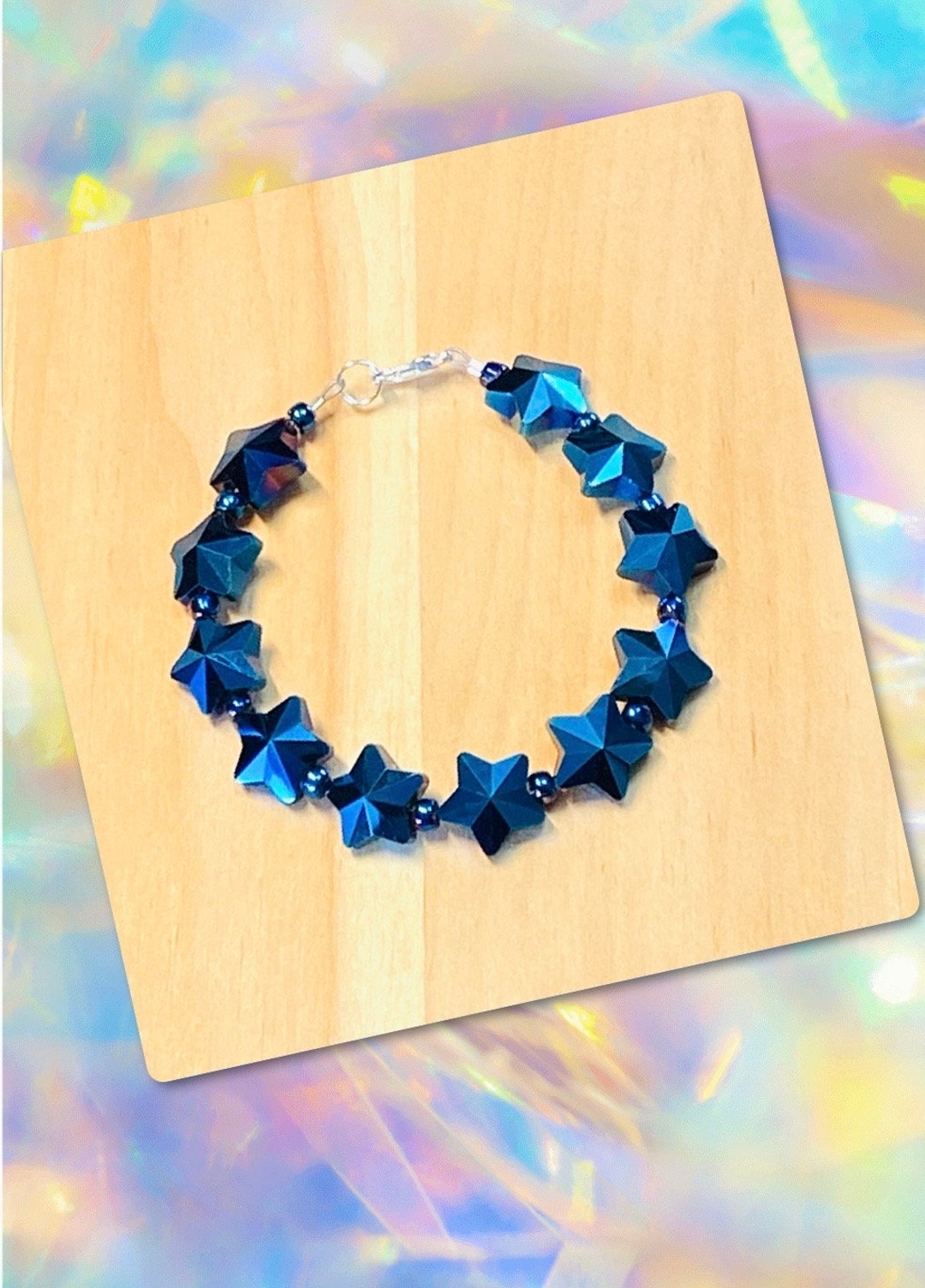 Blue Star Bracelet Women, Star Bracelet for Women, Blue Iridescent ...