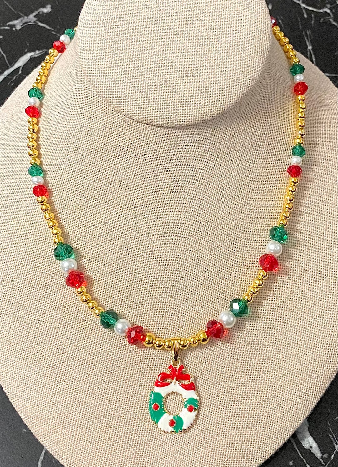 Christmas Necklace Women, Christmas Jewelry, Christmas Wreath Necklace ...