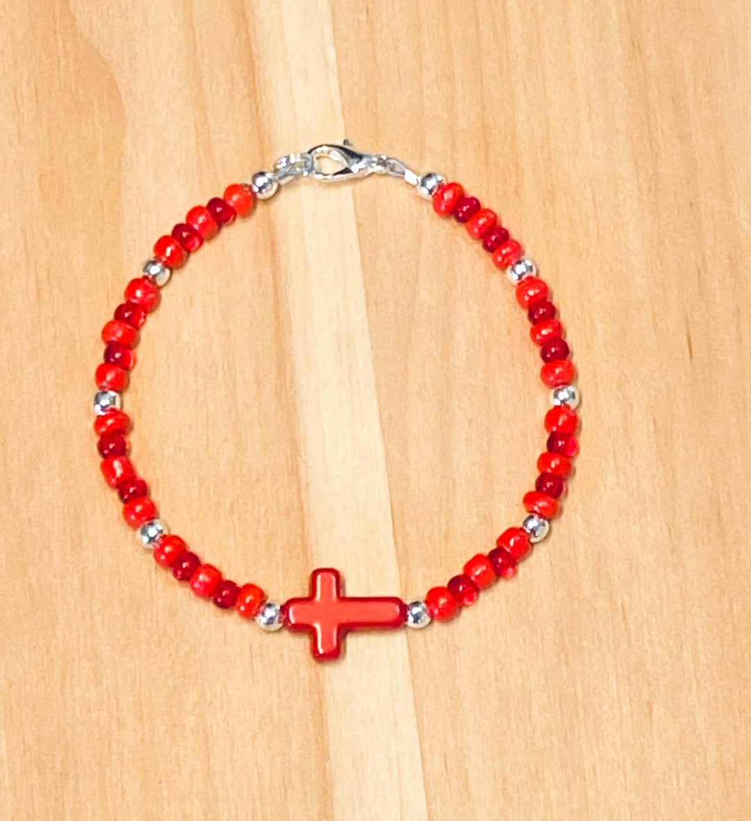 Cross Bracelet, Red Cross Bracelet, Girls Red Cross Bracelet, Religious ...