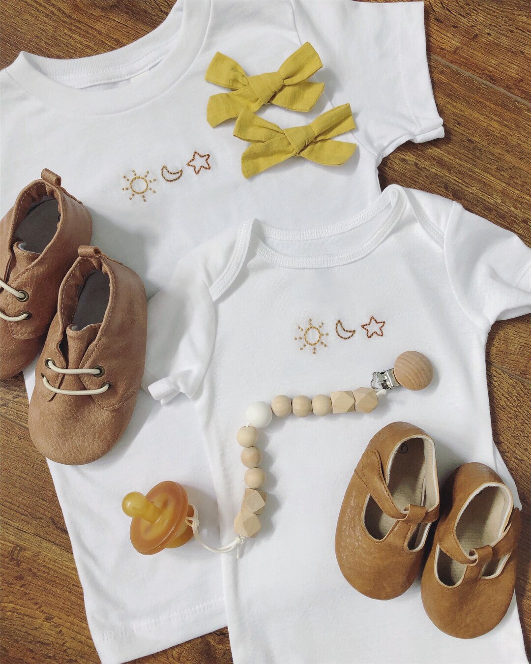 Sun Moon Stars Baby Onesie®-embroidered Baby Tee-embroidered Kids Shirt ...