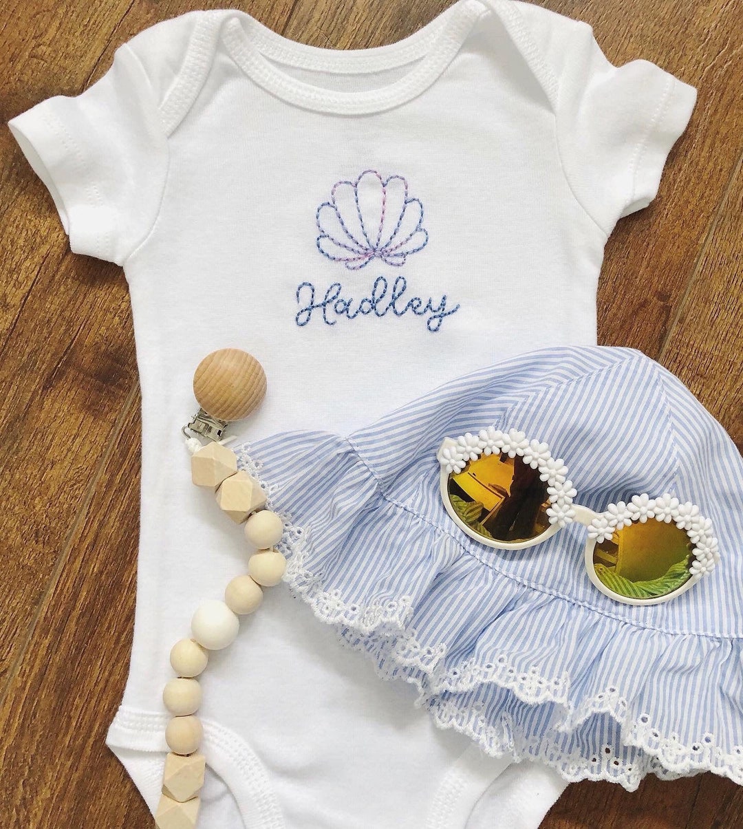 Seashell Mermaid Party Onesie® - Personalized Baby Name Bodysuit ...