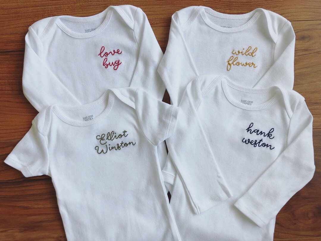 Embroidered Baby Name Onesie®- Custom Color Name Shirt- Personalized ...