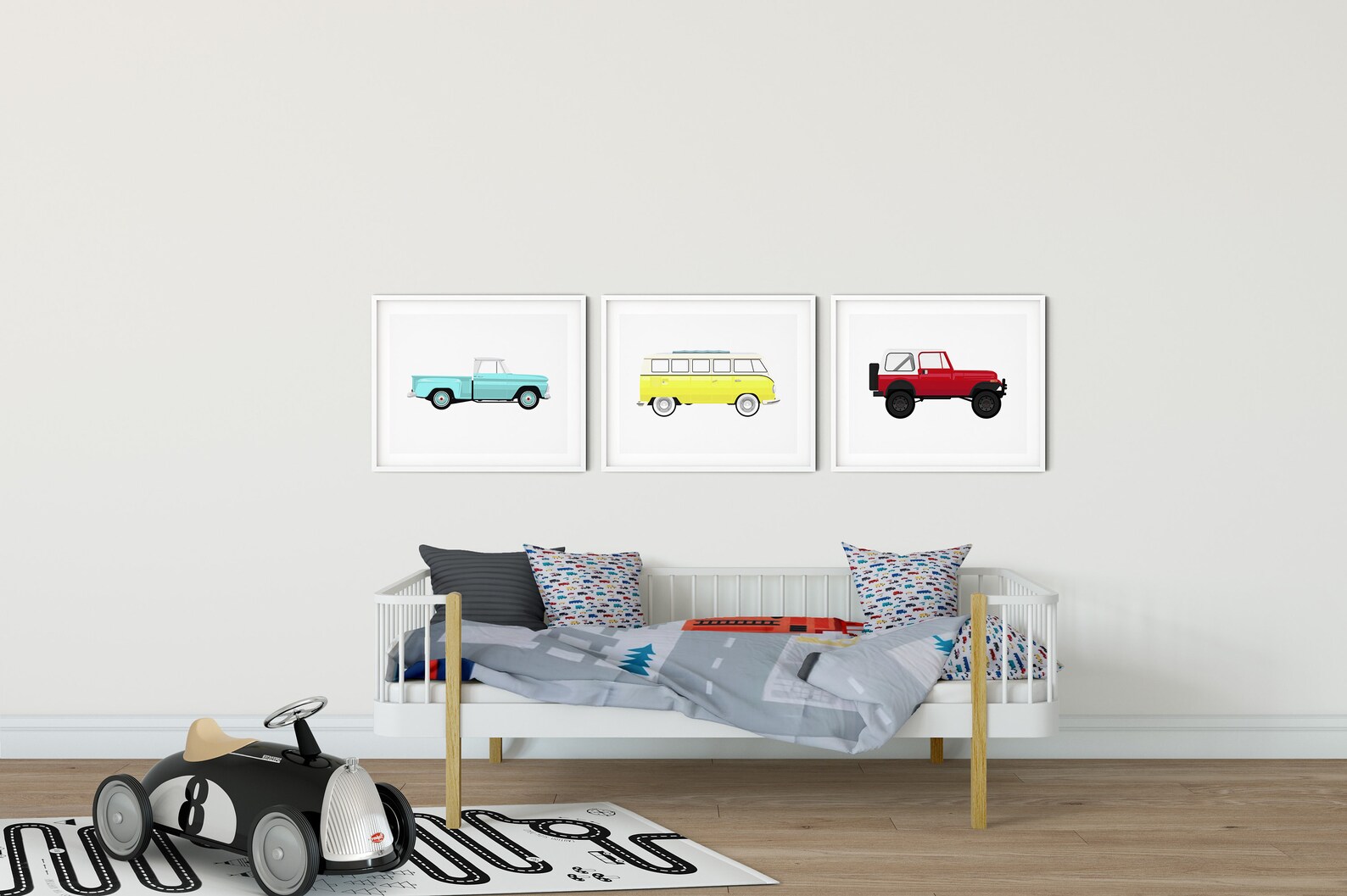 VW Bus Wall Art for Toddler Room, Baby Boy Nursery, and Children's ...