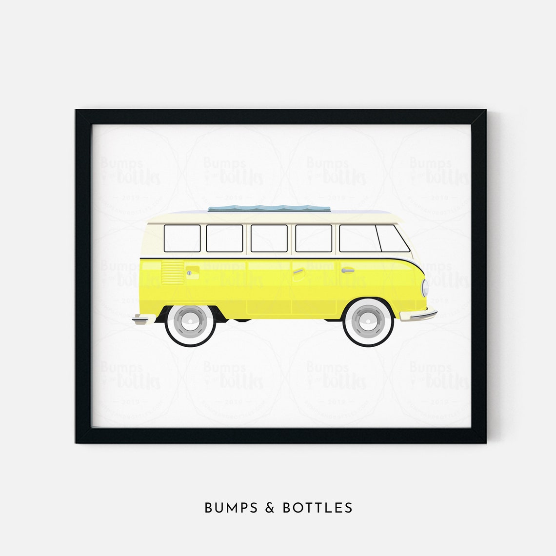 VW Bus Wall Art for Toddler Room, Baby Boy Nursery, and Children's ...