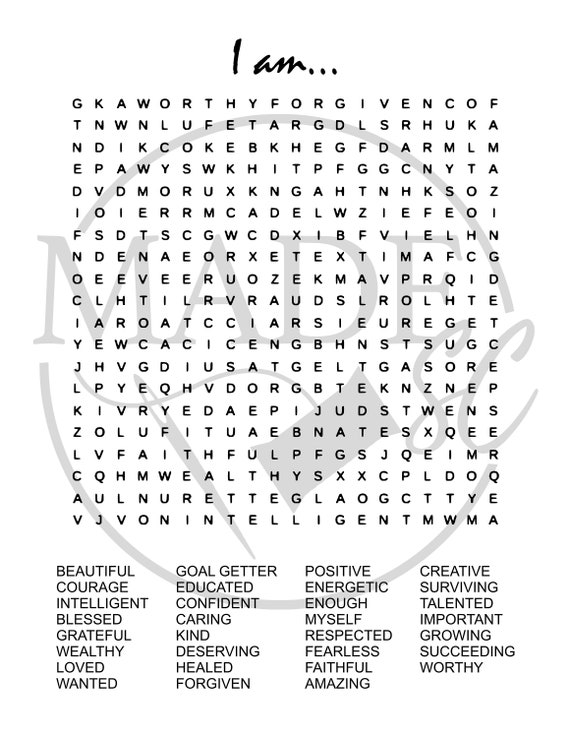 Positivity Word Search Positive Adjectives Word Search Activity