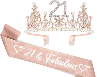 Rose Gold 21 Tiara, 21st Birthday Party Supplies and Accessories for ...