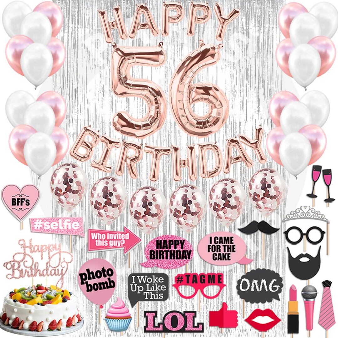 56th Birthday Decorations, 56th Birthday Party Supplies, Fifty Six ...