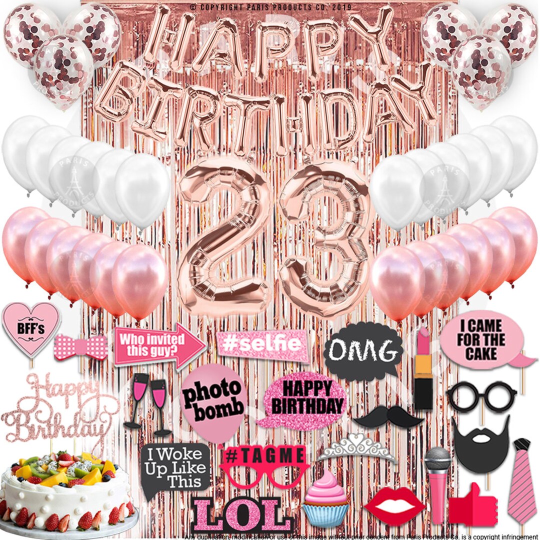 23rd Birthday Decoration Rose Gold, 23 Party Supplies Decoration, 23rd ...