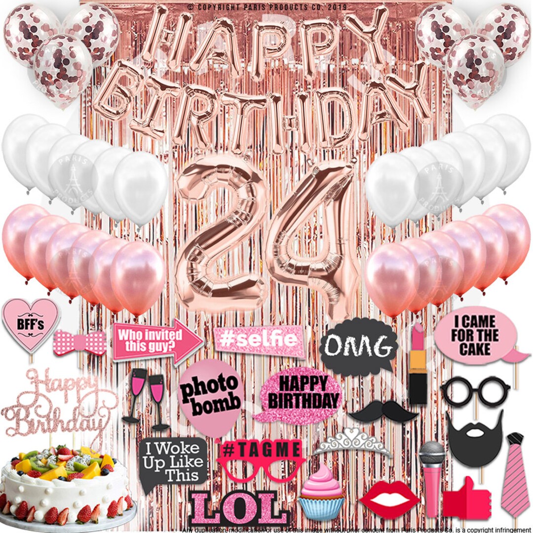24th Birthday Decoration Rose Gold, 24 Party Supplies Decoration, 24th ...