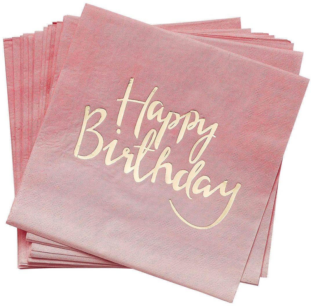 100 Count Happy Birthday Napkins 3 Ply Pink Ombre Luncheon Napkin W ...