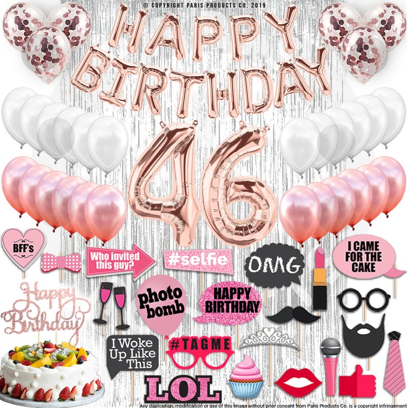 46th Birthday Decorations Birthday Party Supplies Forty Six - Etsy