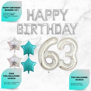 63rd Birthday Decorations, 63rd Birthday Party Supplies, 63rd Birthday ...
