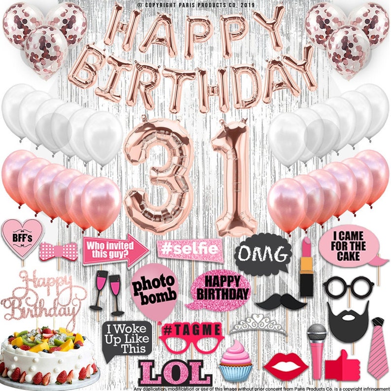 31st Rose Gold Birthday Party Decorations Party Supplies - Etsy