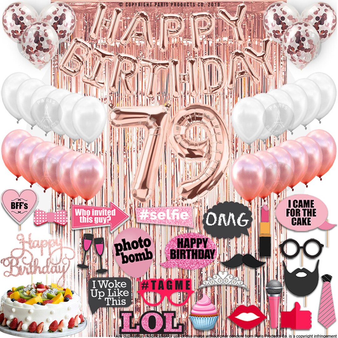 79th Birthday Decoration Rose Gold, 79 Party Supplies Decoration, 79th ...