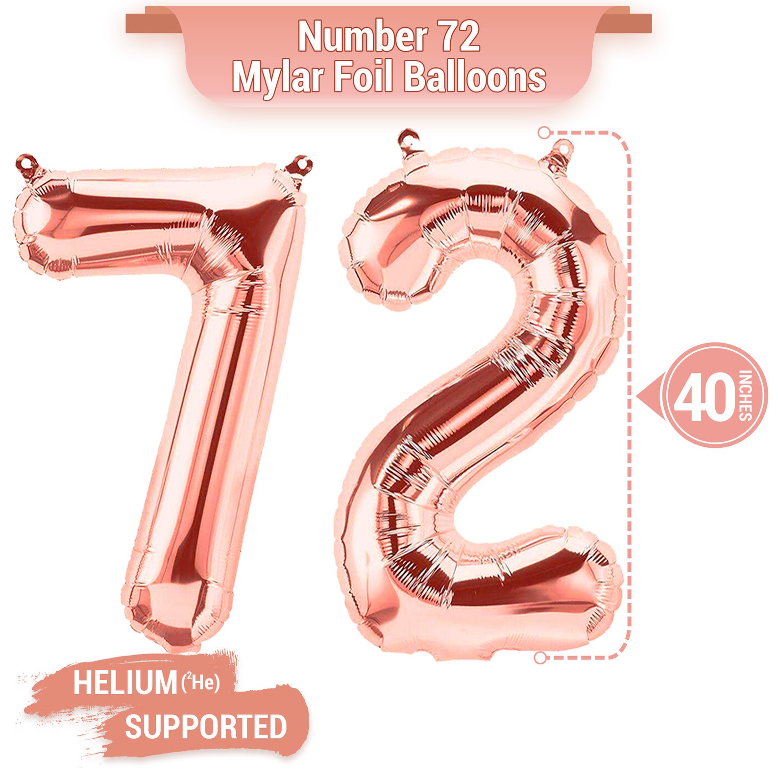 PARIS PRODUCTS - 72nd Birthday Rose Gold Balloons & Number 72 Mylar ...