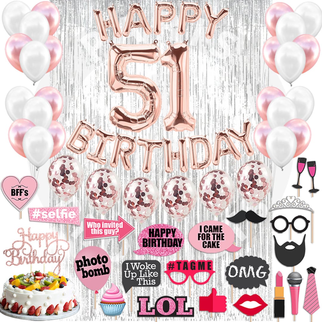 51st Birthday Decorations Silver for Her, 51st Party Supplies, 51st ...