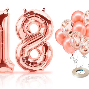 PARIS PRODUCTS - 18th Birthday Rose Gold Balloons & Number 18 Mylar ...