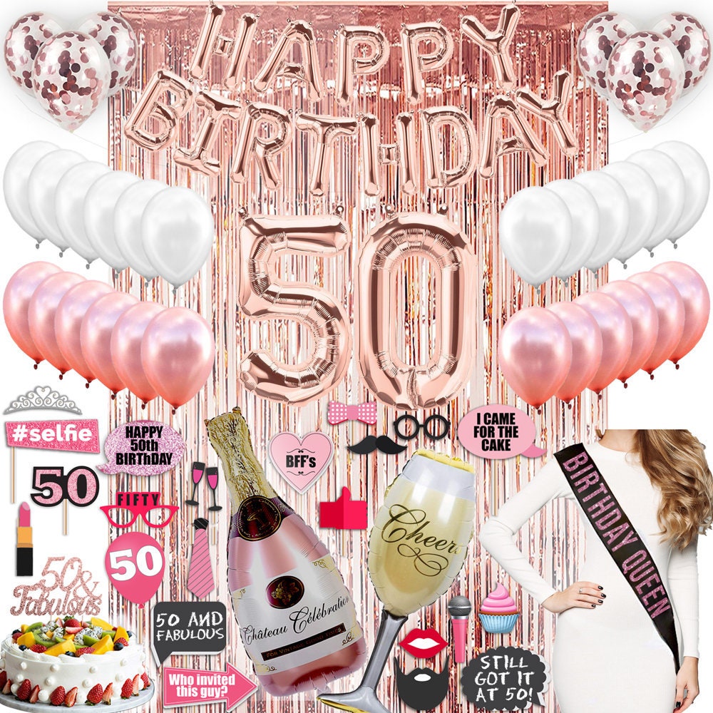 50th Rose Gold Birthday Party Decoration for Her 50th Cake - Etsy