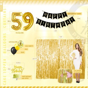 59th Birthday Decoration Black and Gold for Boy & Girl, 59th Cake ...