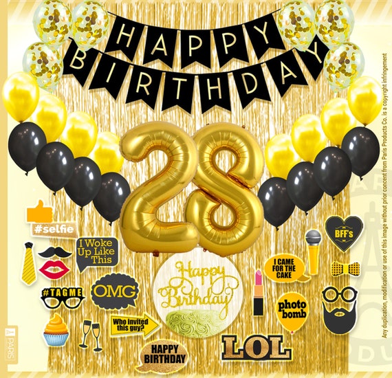 28th Birthday Decoration Black and Gold for Boy & Girl 28th - Etsy