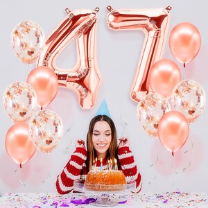 PARIS PRODUCTS - 47th Birthday Rose Gold Balloons & Number 47 Mylar ...