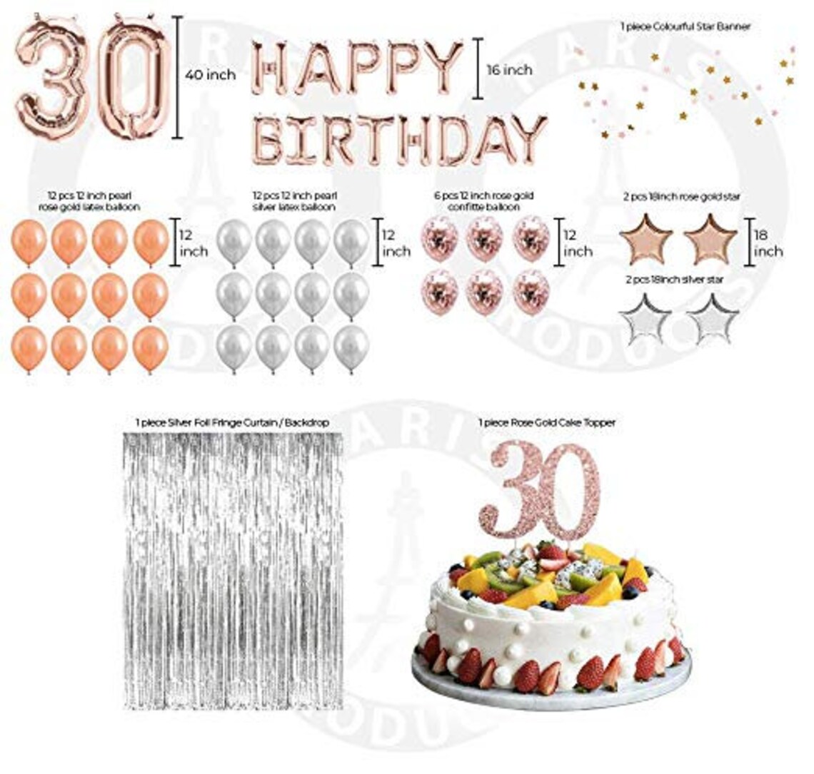 30th Rose Gold Birthday Decoration for Women 30 Sash Silver - Etsy