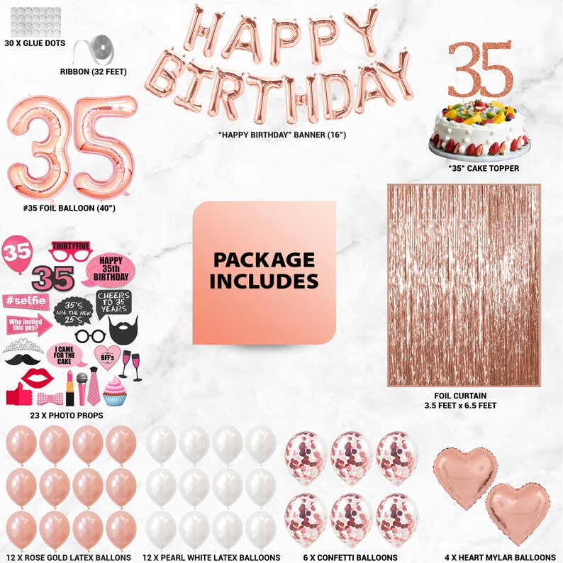 35th Birthday Decorations, 35th Party Supplies, 35 Birthday Banner ...