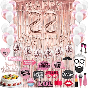 22nd Birthday Decoration Rose Gold, 22 Party Supplies Decoration, 22nd ...