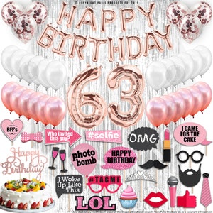 63rd Birthday Decorations, Birthday Party Supplies, 63rd Birthday ...