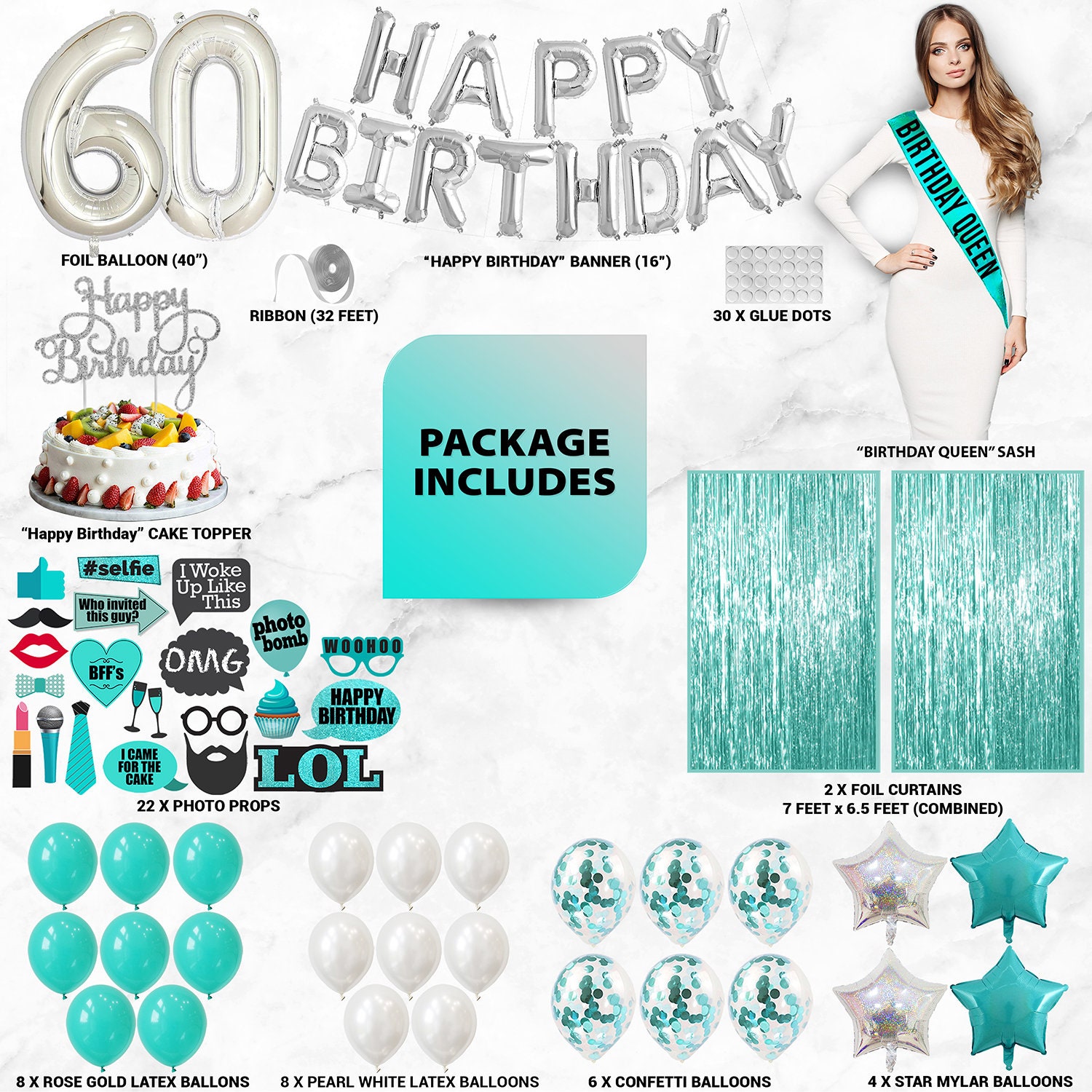 60th Birthday Decorations 60th Birthday Party Supplies Sixty - Etsy