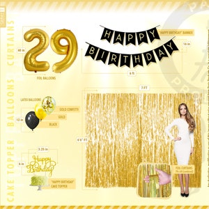 29th Birthday Decoration Black and Gold for Boy & Girl, 29th Cake ...