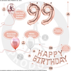 99th Birthday Decoration Rose Gold, 99 Party Supplies Decoration, 99th ...