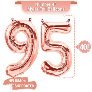 PARIS PRODUCTS - 95th Birthday Rose Gold Balloons & Number 95 Mylar ...