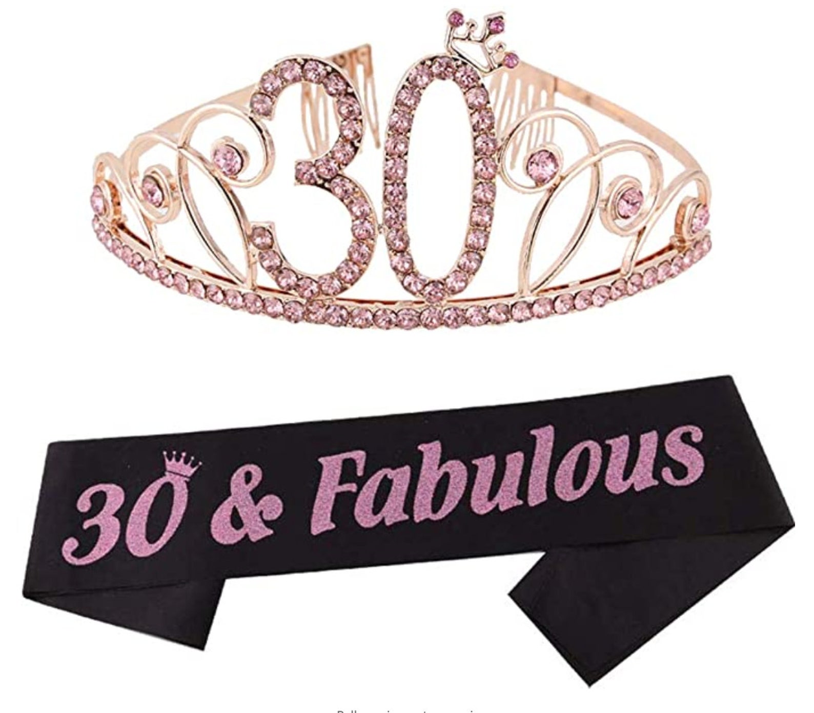 30th Birthday Tiara and Sash Pink Happy 30th Birthday Party | Etsy