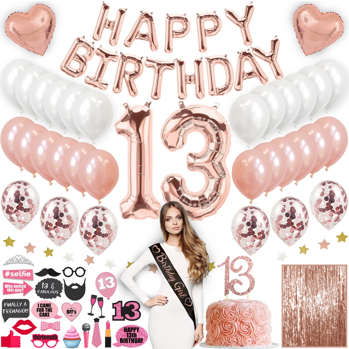 13th Birthday Decorations 13 Birthday Party Supplies 13 Rose - Etsy