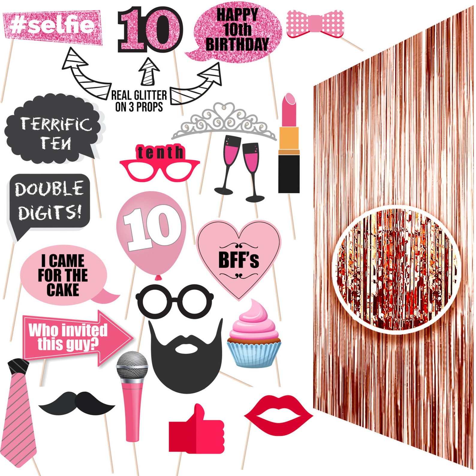10th BIRTHDAY Photo Props 10 Birthday Party Supplies 10th - Etsy