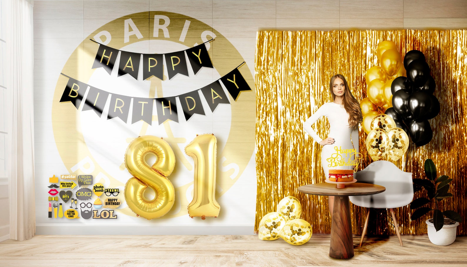 81st Birthday Decoration Black and Gold for Boy & Girl 81st - Etsy