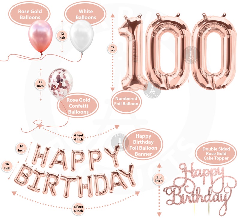 100th Rose Gold Birthday Party Decorations 100 Party - Etsy