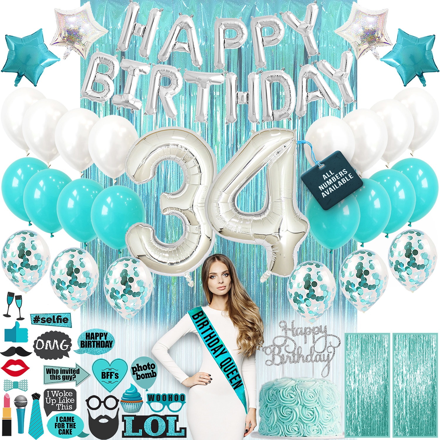 34th Birthday Decorations Birthday Party Supplies 34 Birthday Etsy 34th-birthday-decorations-birthday-party-supplies-34-birthday-etsy