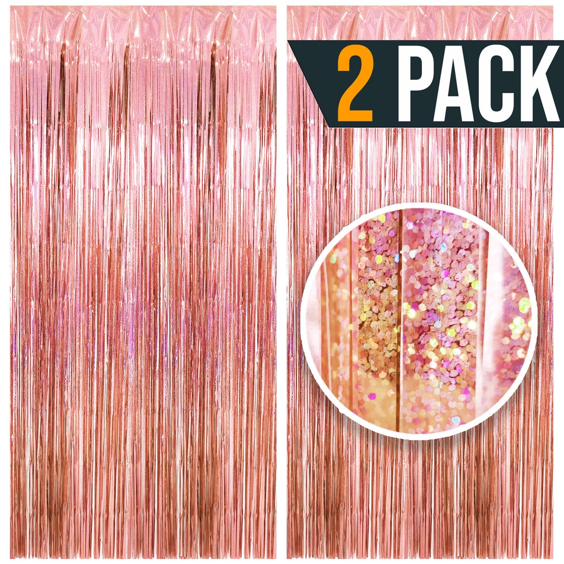 2 Pack Sparkly Blush Pink Metallic Tinsel Foil Fringe - Etsy