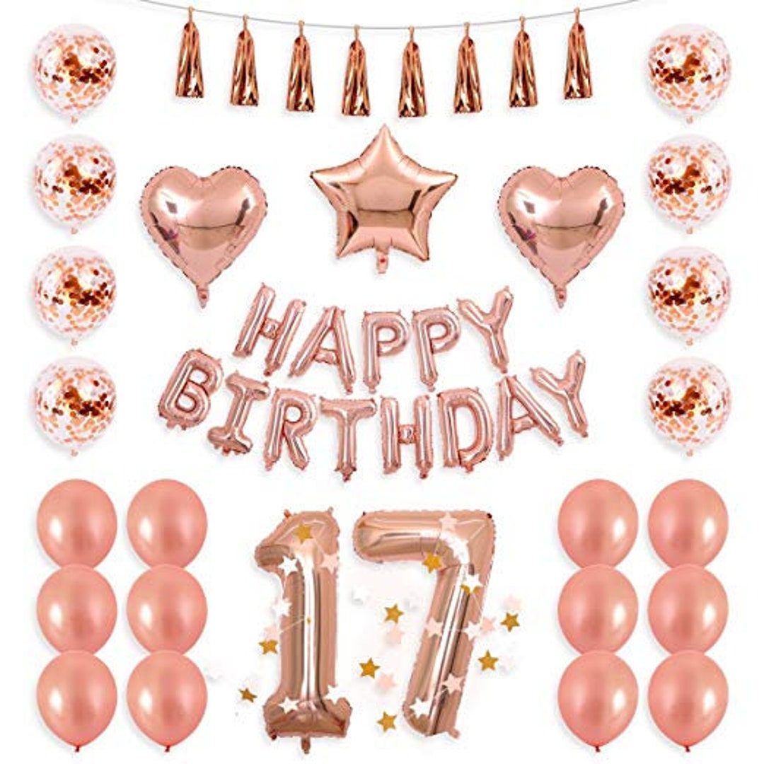 17th Birthday Decorations With Photo Props, 17 Birthday Party Supplies ...