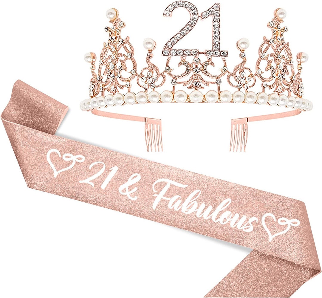 21 Sash and Tiara for 21st Birthday Decorations Her, Gifts for 21st ...