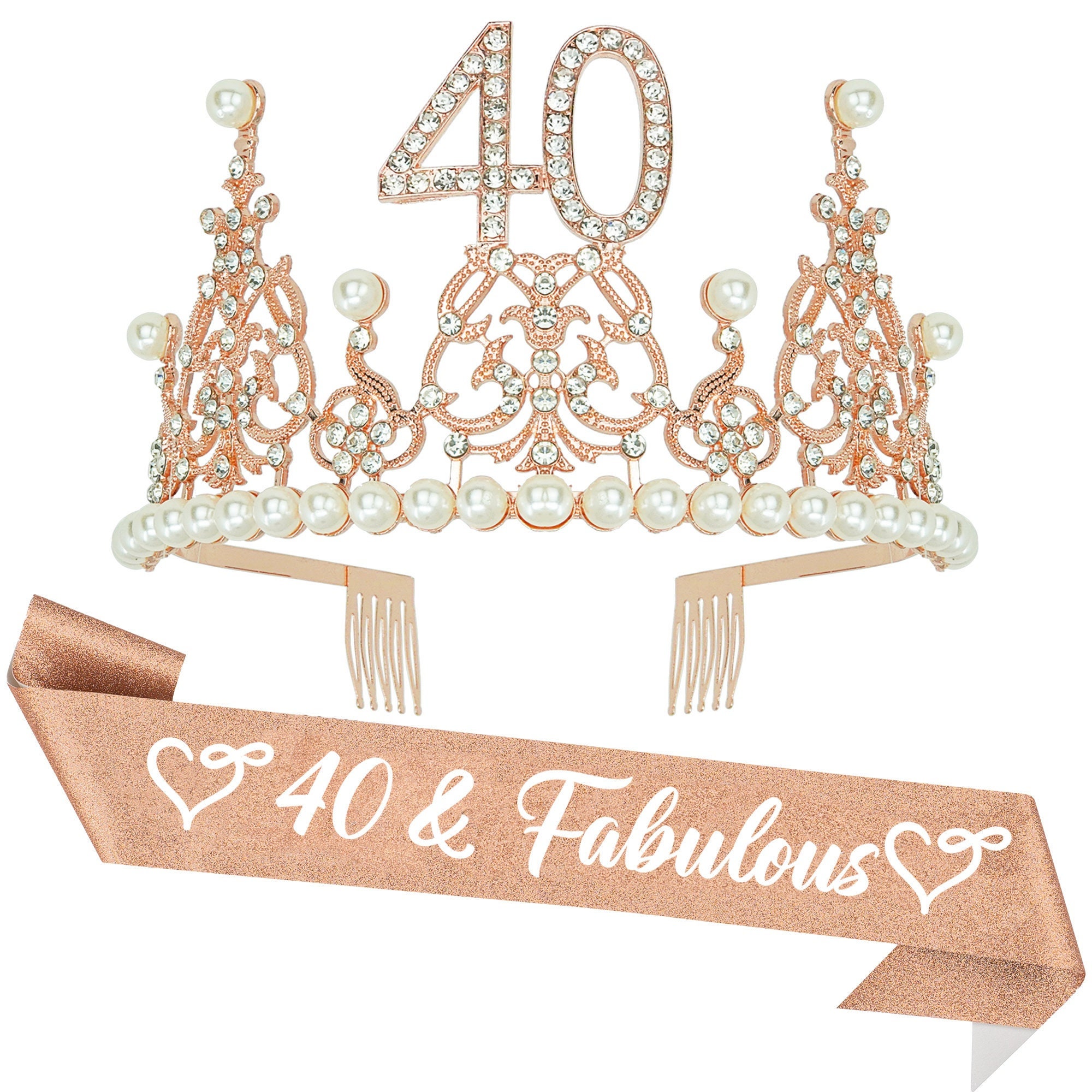 40 Sash and Tiara Happy 40th Birthday Decorations Women 40 - Etsy