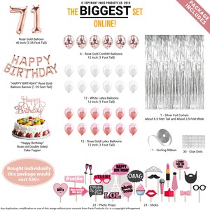 71st Birthday Decoration Rose Gold With Silver Curtain, 71 Party ...