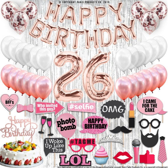 26th BIRTHDAY DECORATIONS Party Supplies And Rose Gold Party Etsy 26th-birthday-decorations-party-supplies-and-rose-gold-party-etsy