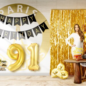 91st Birthday Decoration Black and Gold for Boy & Girl, 91st Cake ...