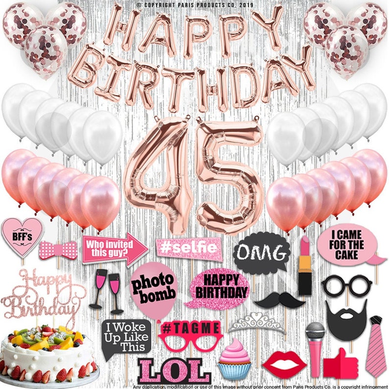 45th Birthday Decorations Birthday Party Supplies 45th - Etsy