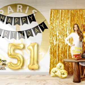 51st Birthday Decoration Black and Gold for Boy & Girl, 51st Cake ...